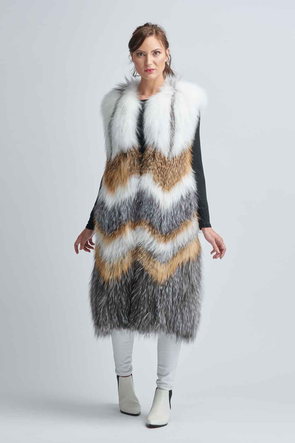 WHITE-SILVER-&-RED-FOX-VEST - Alaskan Fur