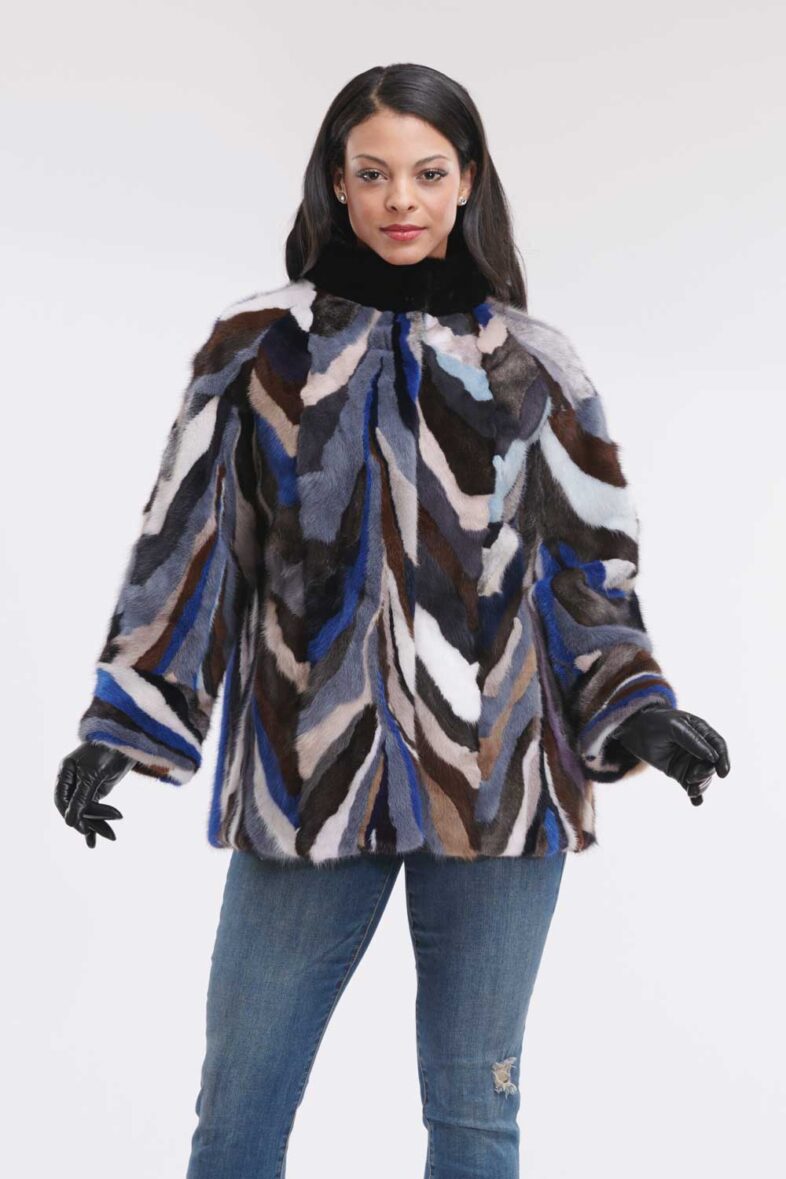 MULTI-COLOR-MINK-SECTIONS-JACKET - Alaskan Fur